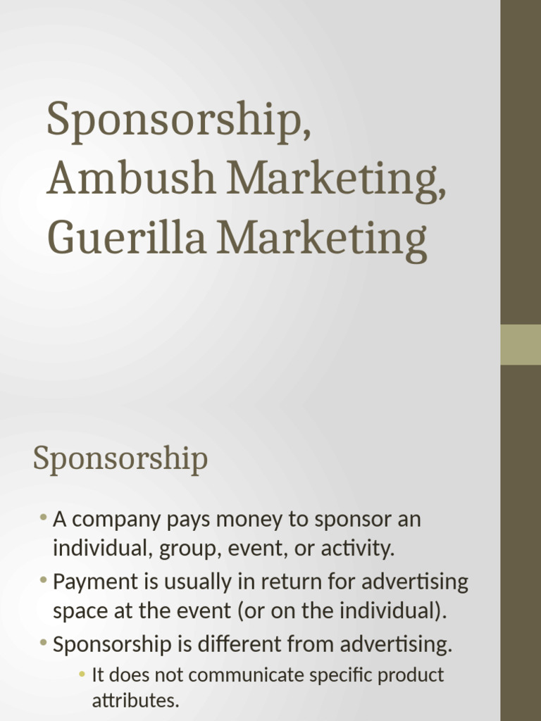 Sponsorship vs. Ambush & Guerrilla Marketing | PDF | Sponsor ...