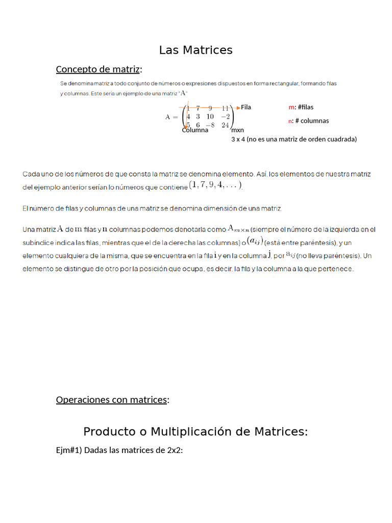 Las Matrices (Operaciones) | PDF