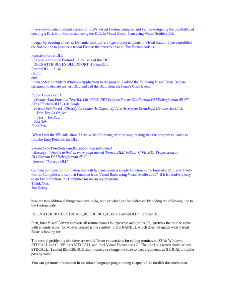 FortranDLL | PDF | Library (Computing) | Parameter (Computer Programming)