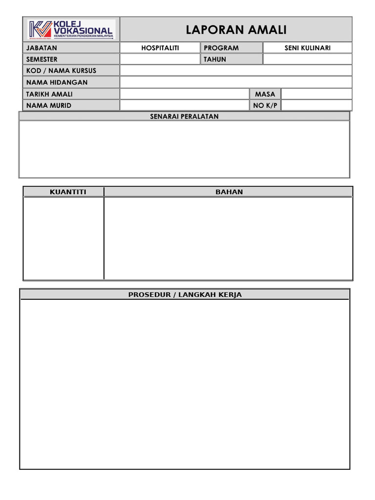 Template Laporan Amali | PDF