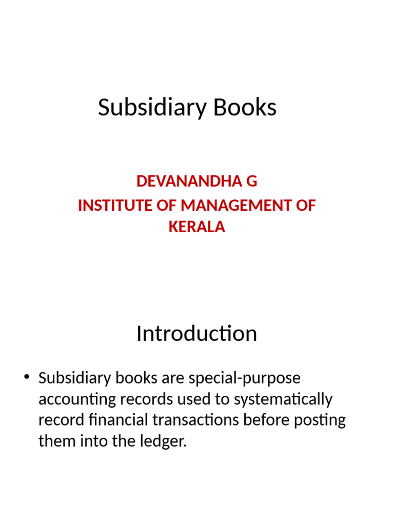 Understanding Subsidiary Books in Accounting | PDF