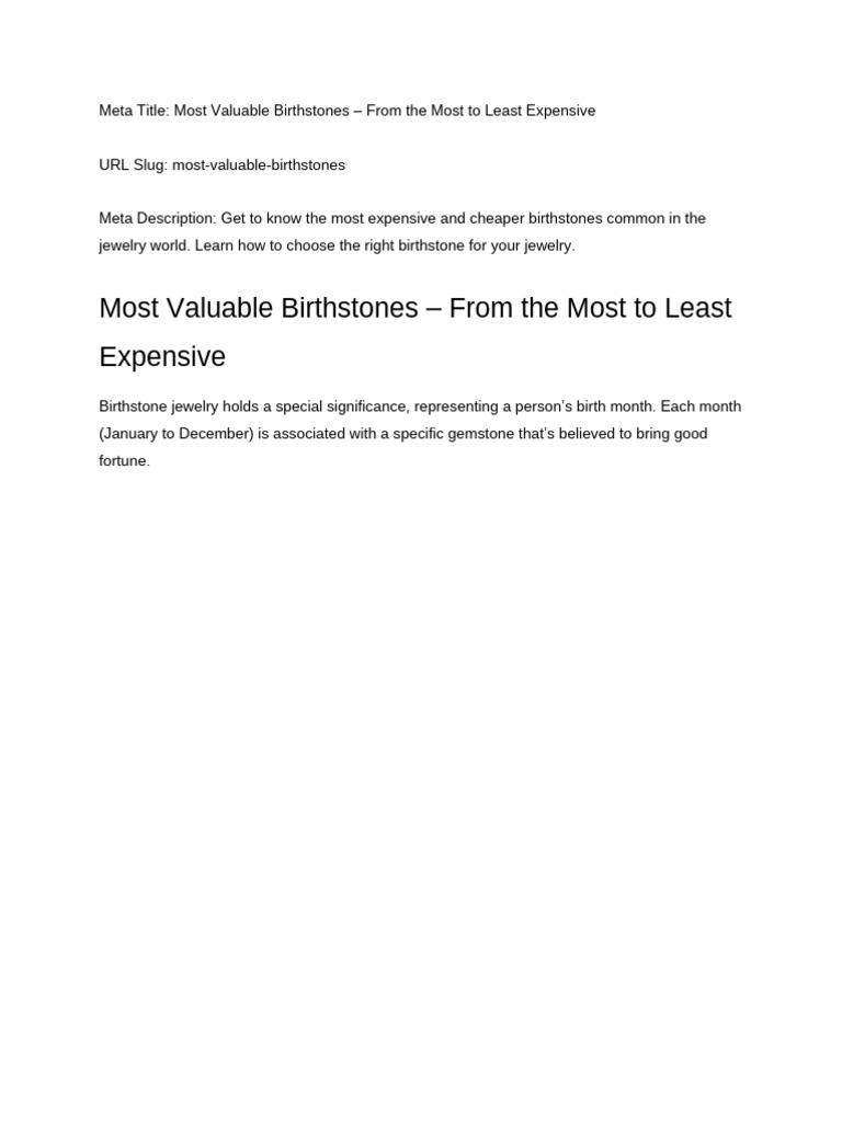 Most Valuable Birthstones - From The Most To Least Expensive | PDF | Gemstone | Materials