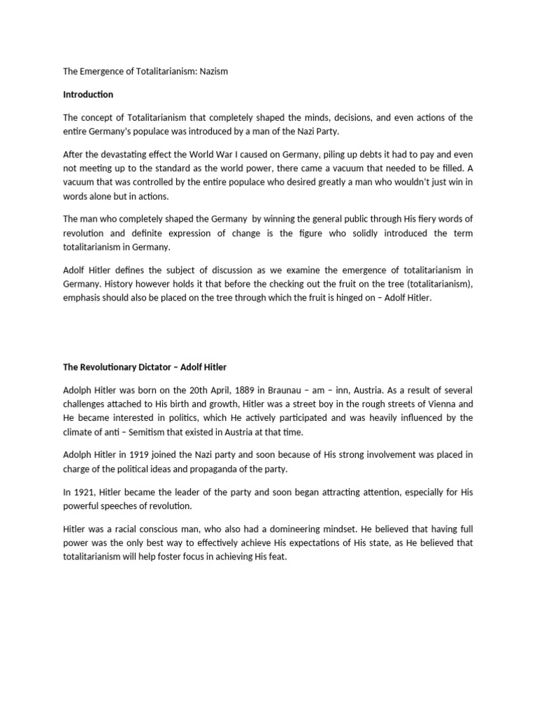 Dr. Solomon - The Emergence of Totalitarianism | PDF | Nazi Germany ...