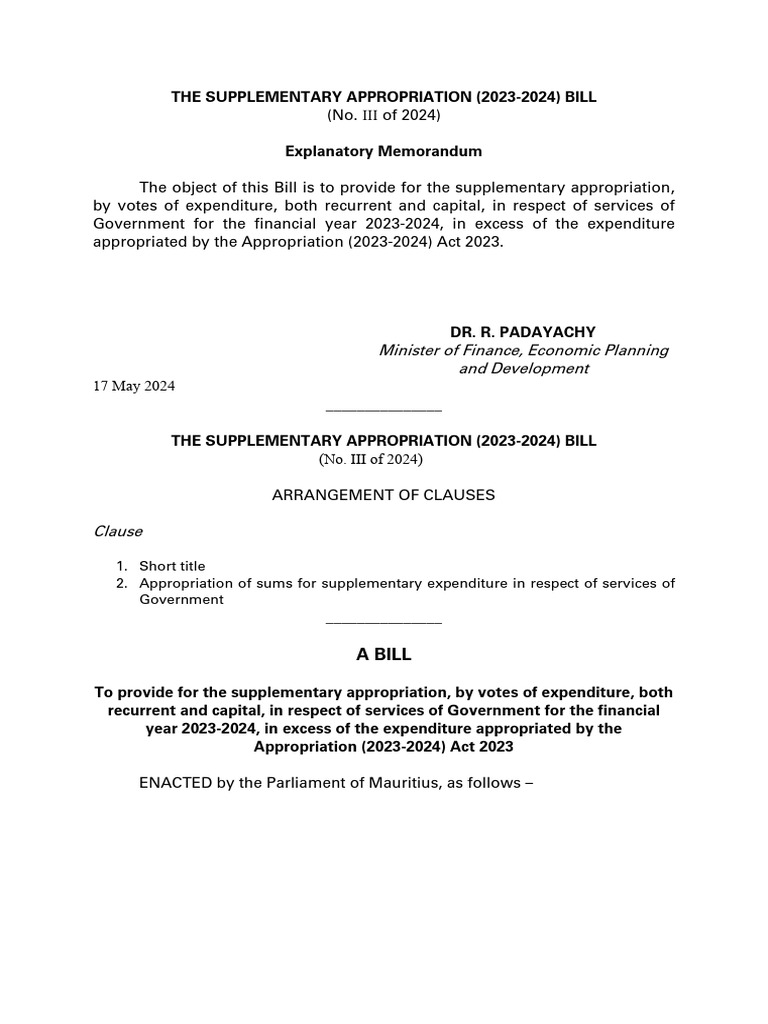 2023-2024 Supplementary Appropriation Bill | PDF | Political Law | Justice