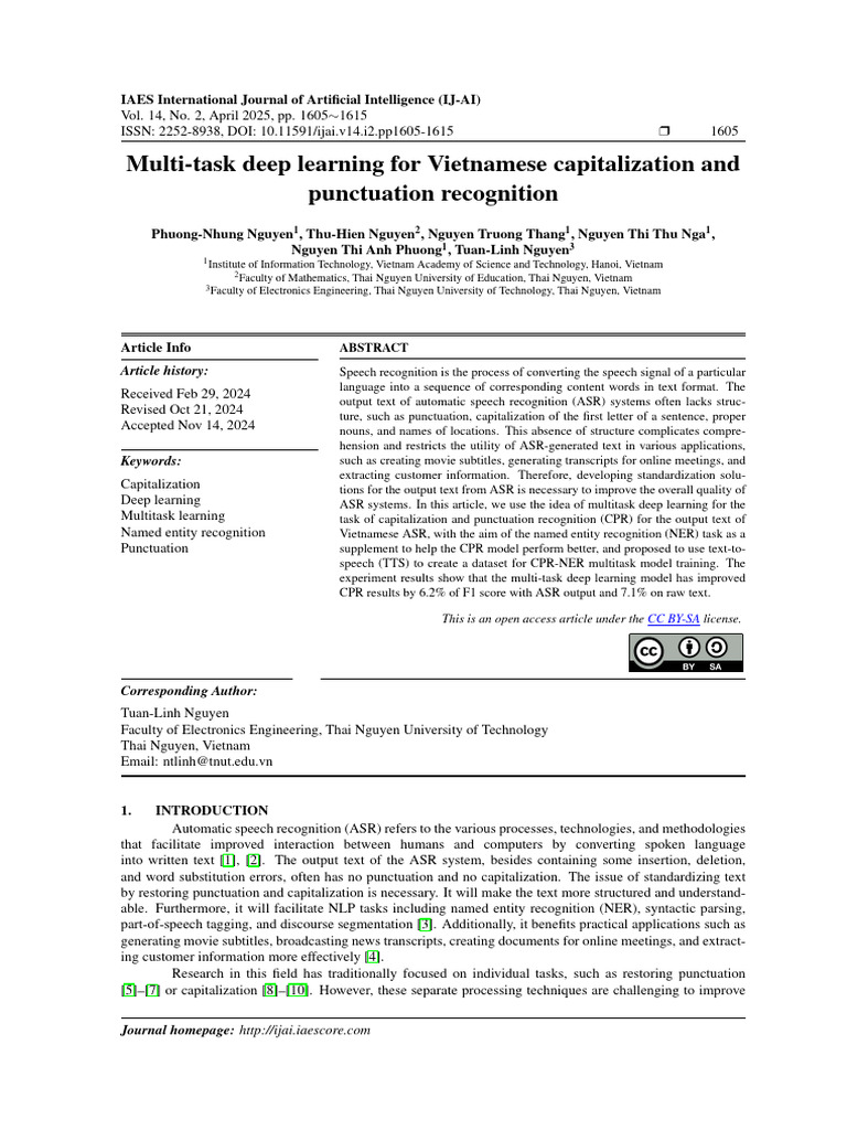 Multi-Task Deep Learning For Vietnamese Capitalization and Punctuation ...