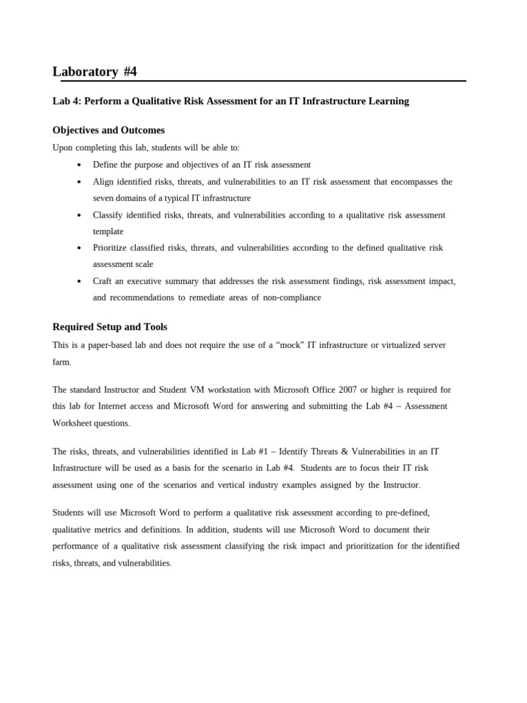 Lab 4 Qualitative Assessment | PDF | Risk | Denial Of Service Attack