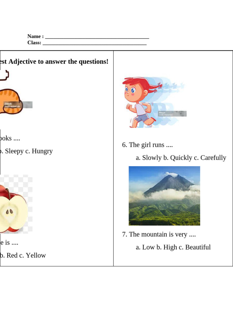 Adjective Work Sheet | PDF