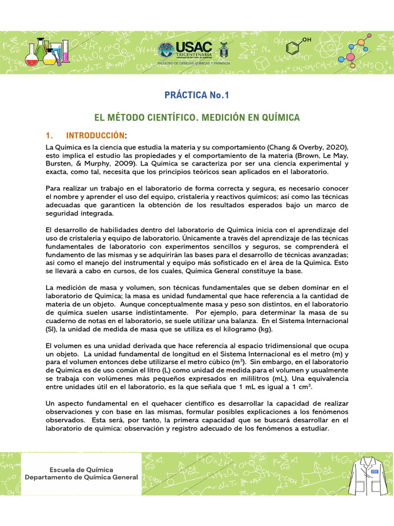 Método Científico y Medición en Química | PDF | Laboratorios | Masa
