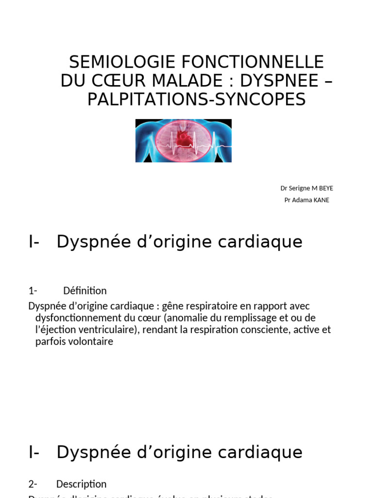 Semiologie Fonctionnelle Du Cœur Malade | PDF | Insuffisance cardiaque ...