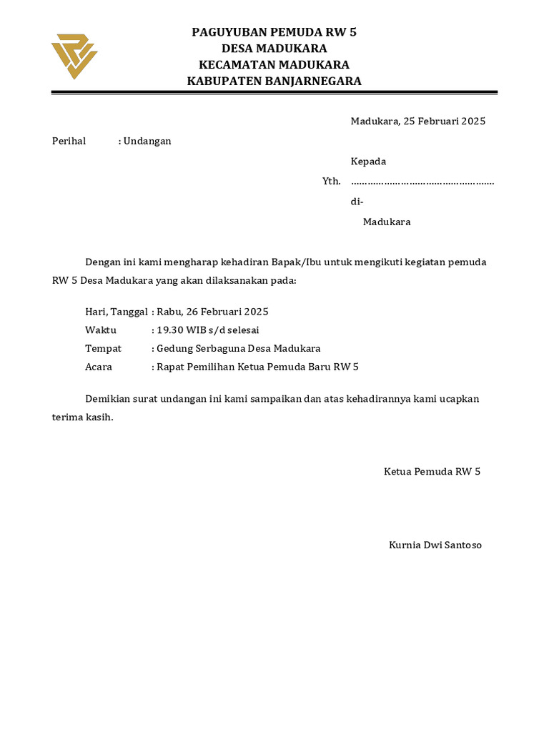 Undangan Rapat Pemuda 2025 FIX | PDF