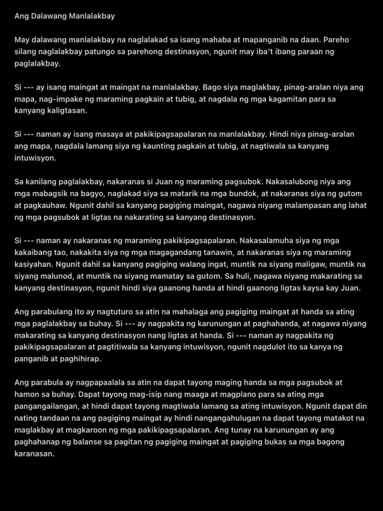 Ang Dalawang Manlalakbay | PDF