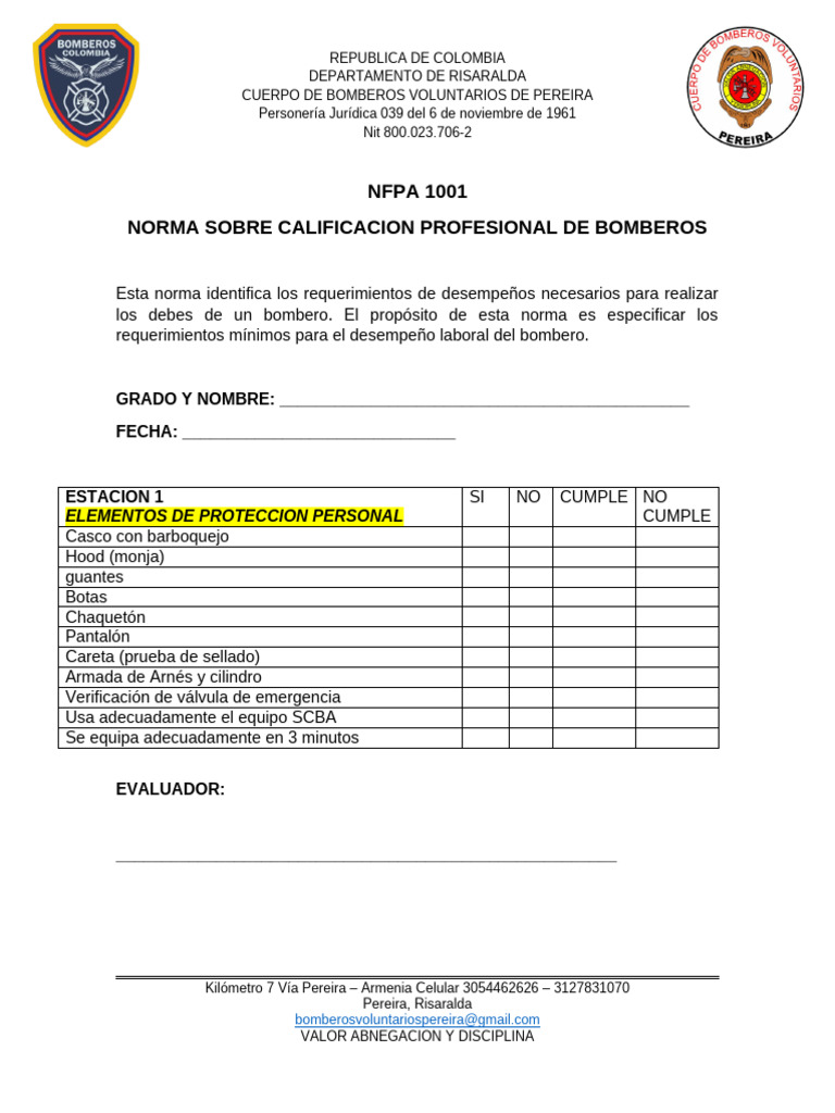 Estaciones Nfpa 1001 | PDF | Bombero