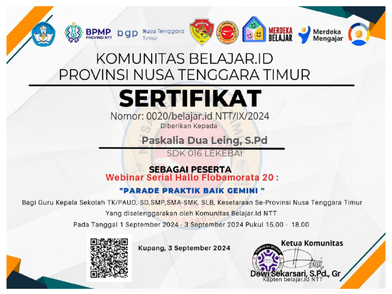 Sertifikat Parade-Paskalia Dua Leing, S.PD | PDF