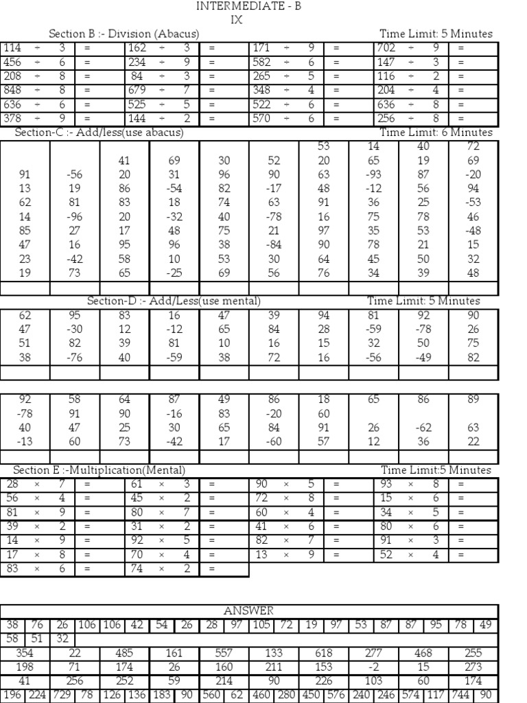 UCMAS Intermediate B | PDF | Teaching Mathematics