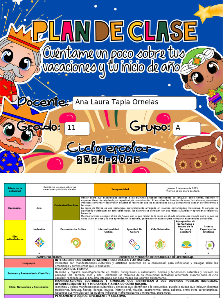 1° Plan Regreso A Clases Enero 2025. 2 Dias | PDF | Pensamiento ...