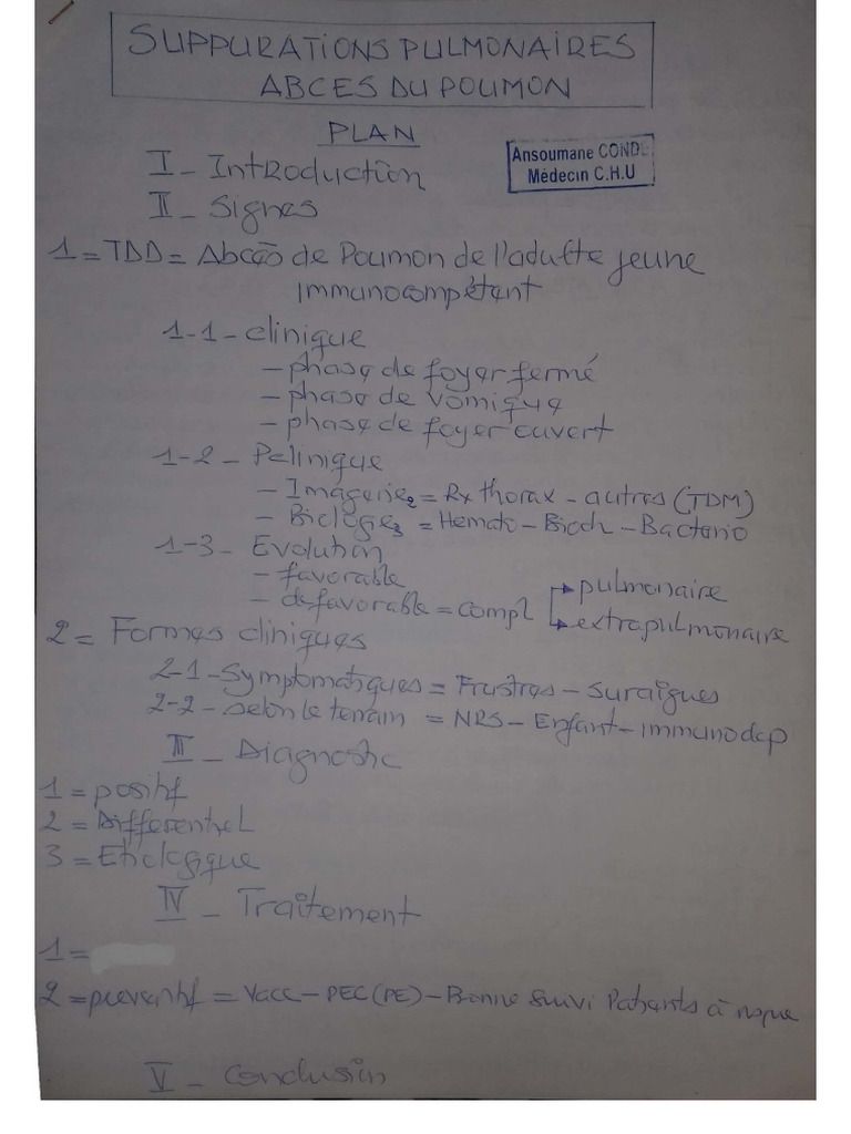 Suppurations Pulmonaires | PDF