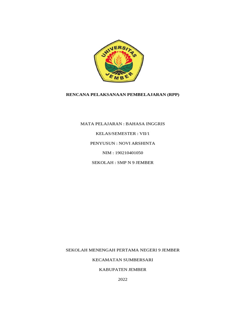 RPP Bahasa Inggris Kelas VII: Telling Time | PDF | Human Communication ...
