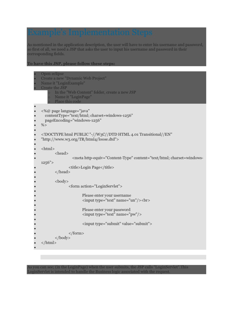 JSPExample | PDF | Html | Java Server Pages