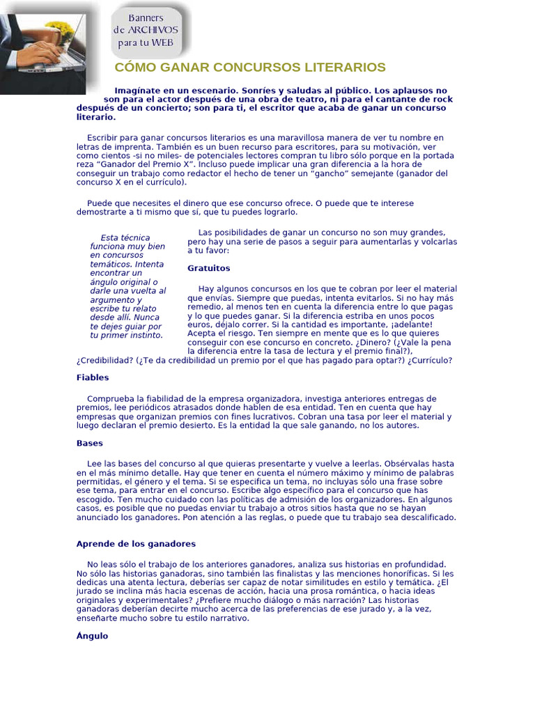 Cómo Ganar Concursos Literarios | PDF