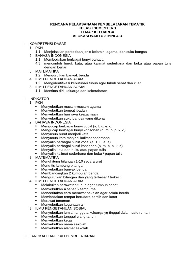 RPP kls 1 | PDF