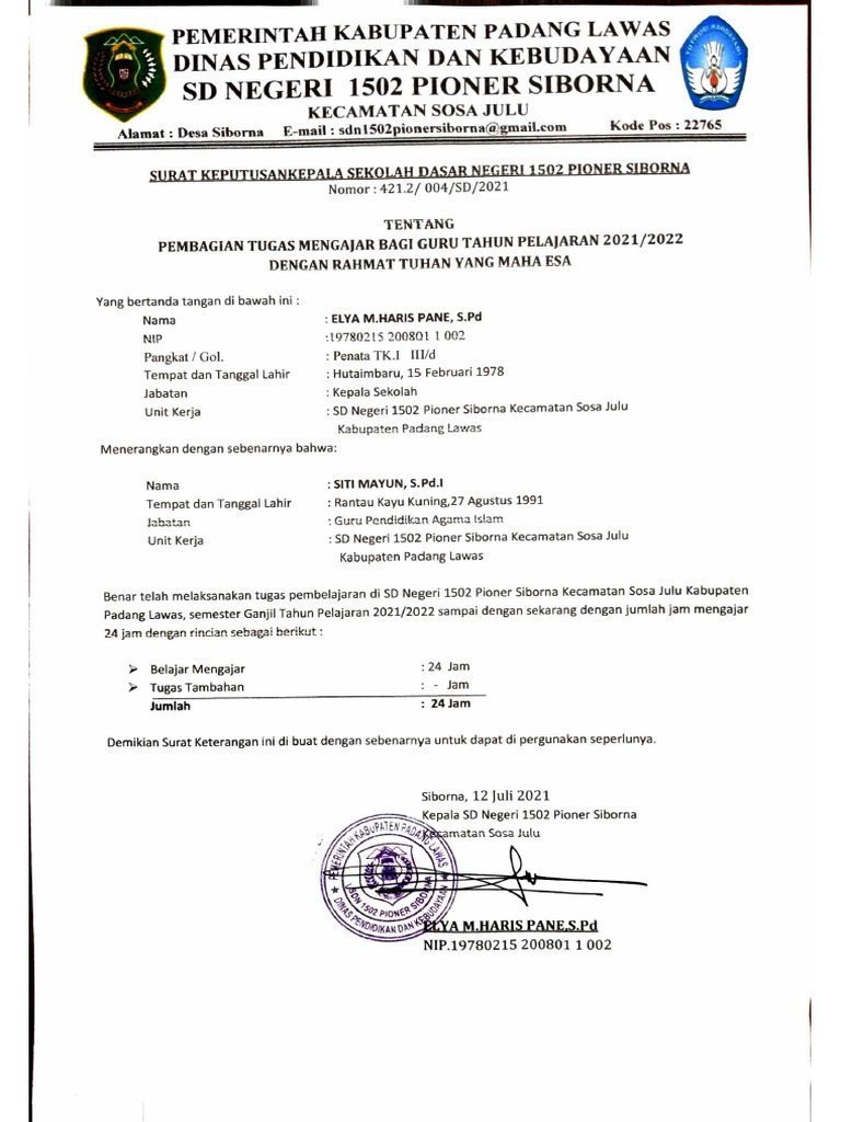 SK Mengajar Ganjil T.A 2021-2022 | PDF