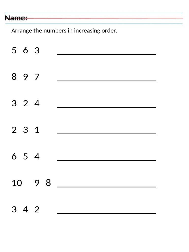 Arrange The Numbers in Increasing Order | PDF