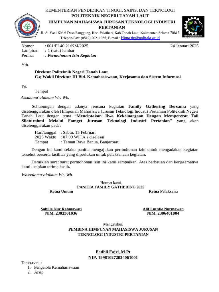 Surat_Permohonan_Izin_Famgeth_HMJ-TIP_2025 | PDF