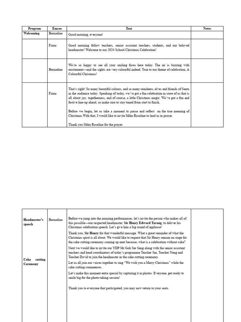 Christmas Celebration Emcee Script | PDF | Christmas