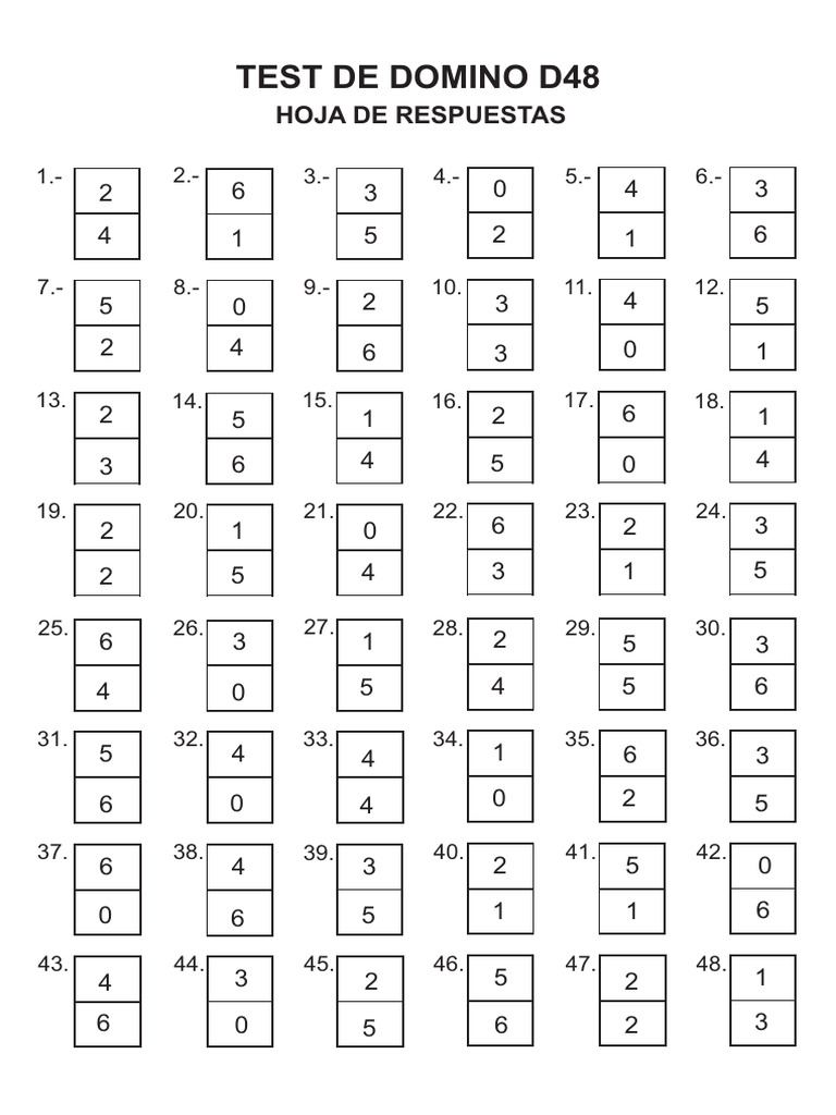 Hoja de Respuestas Test Domino D48 | PDF