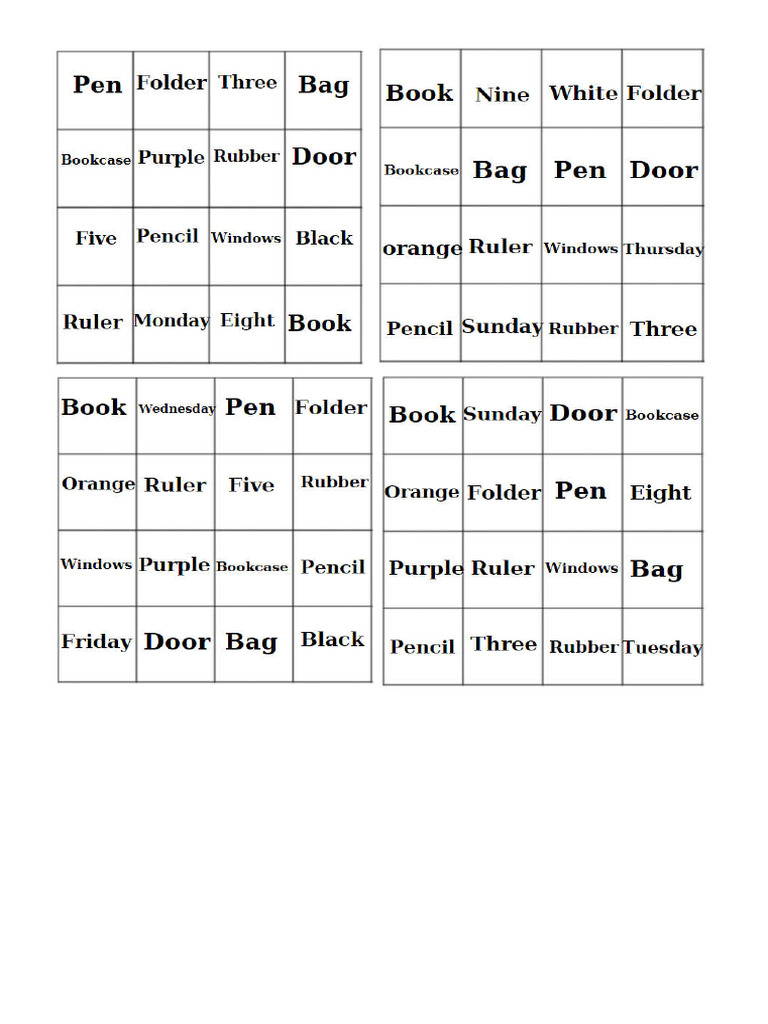 bingo starter +unit 1 | PDF