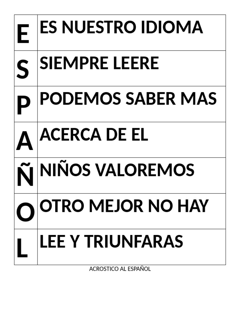 Acrostico Al Español | PDF