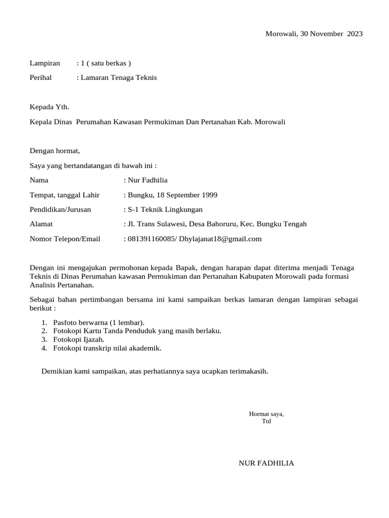 Contoh Surat Lamaran | PDF