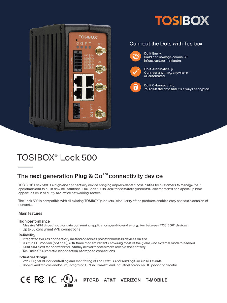 Tosibox_Lock500_datasheet_2.6 | PDF | Modem | Wi Fi