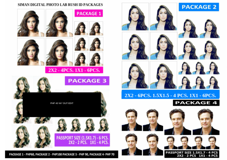 Siman Digital Photo Lab ID Packages | PDF