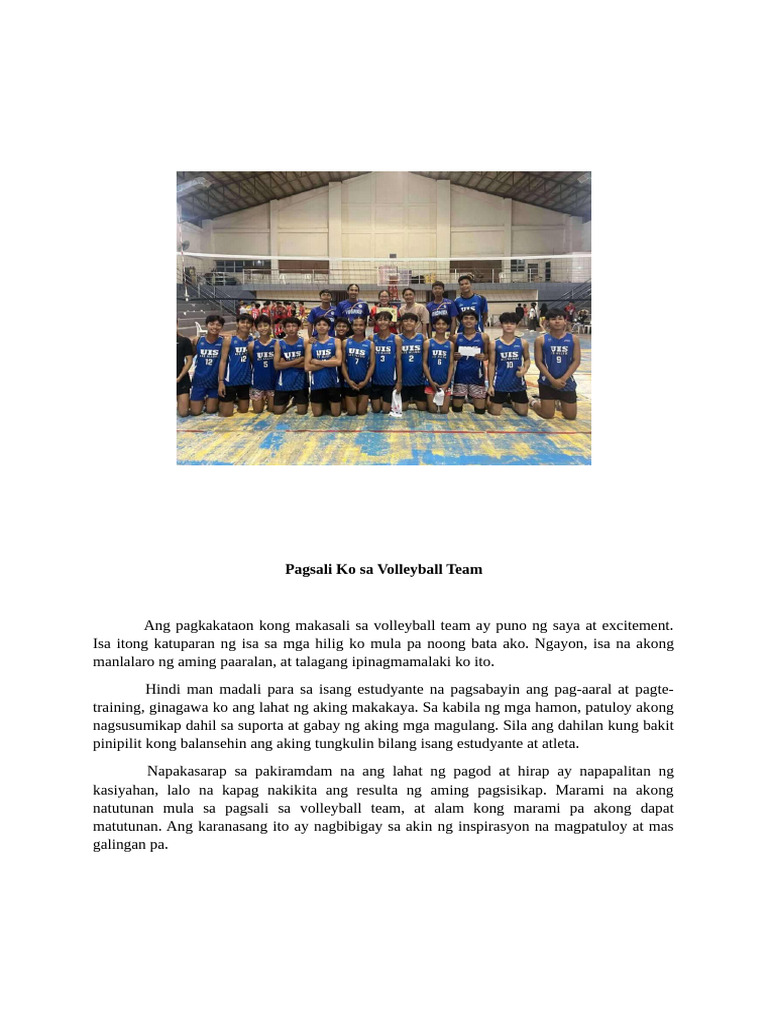 Pagsali Ko Sa Volleyball Team | PDF