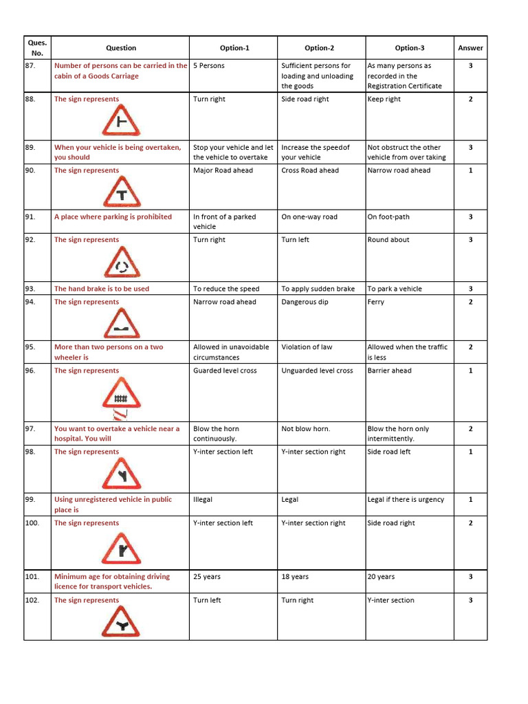 Road Safety Question Bank-7-9 | PDF | Traffic | Road