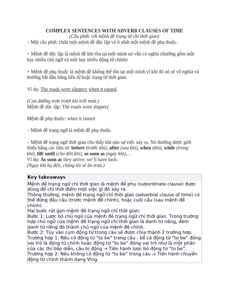 Complex Sentences With Adverb Clauses of Time | PDF