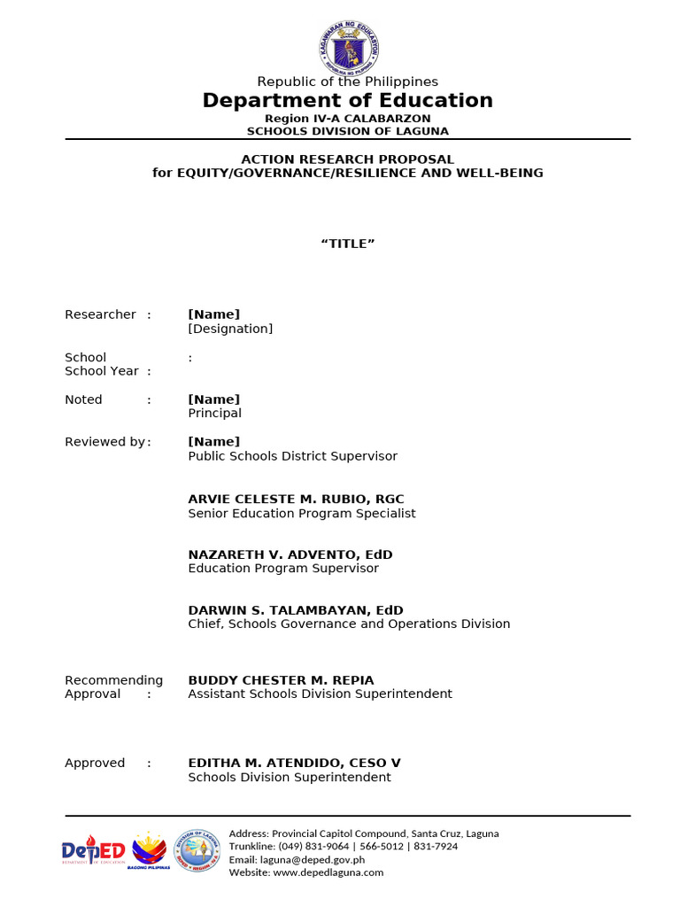 Action Research Proposal Template | PDF | Paragraph | Data Analysis