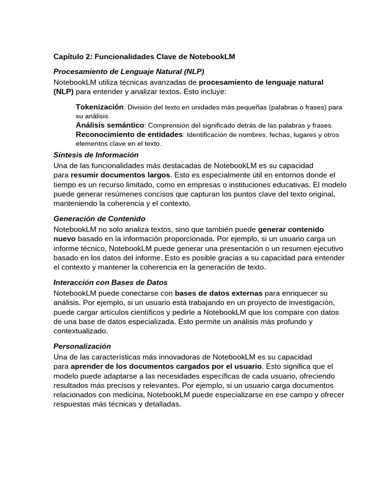 Capítulo 2: Funcionalidades Clave de NotebookLM | PDF