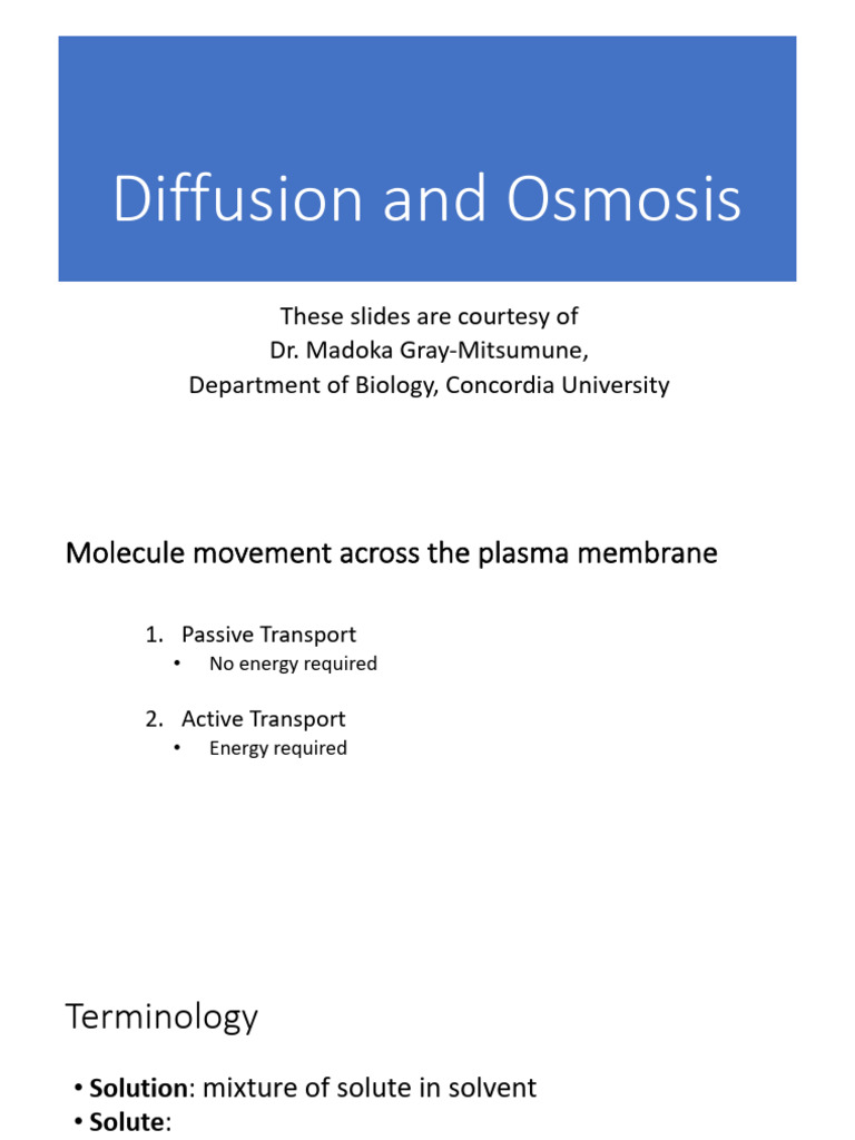 Diffusion and Osmosis Explained | PDF | Osmosis | Biochemistry