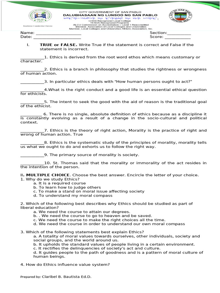 Midterm Summative in Ethics | PDF | Morality | Relativism