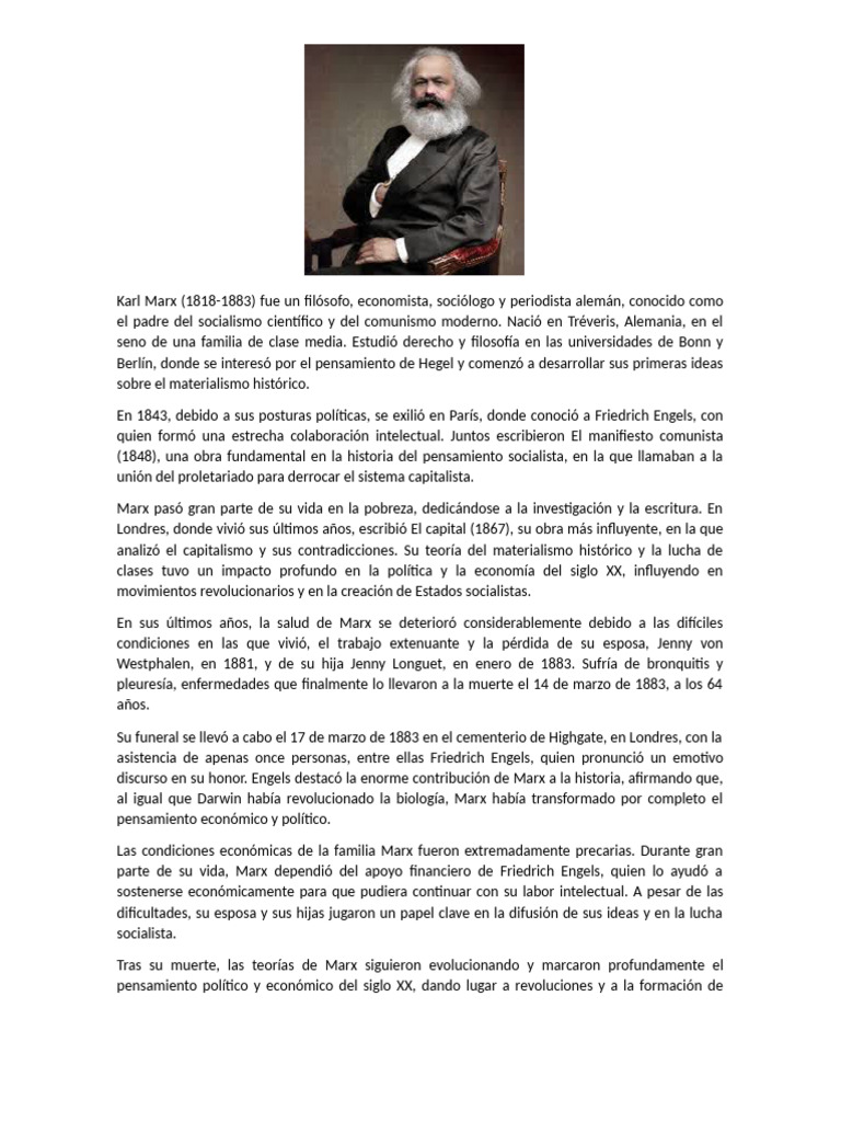 Biografía de Karl Marx: Vida y legado | PDF | Karl Marx | Friedrich Engels