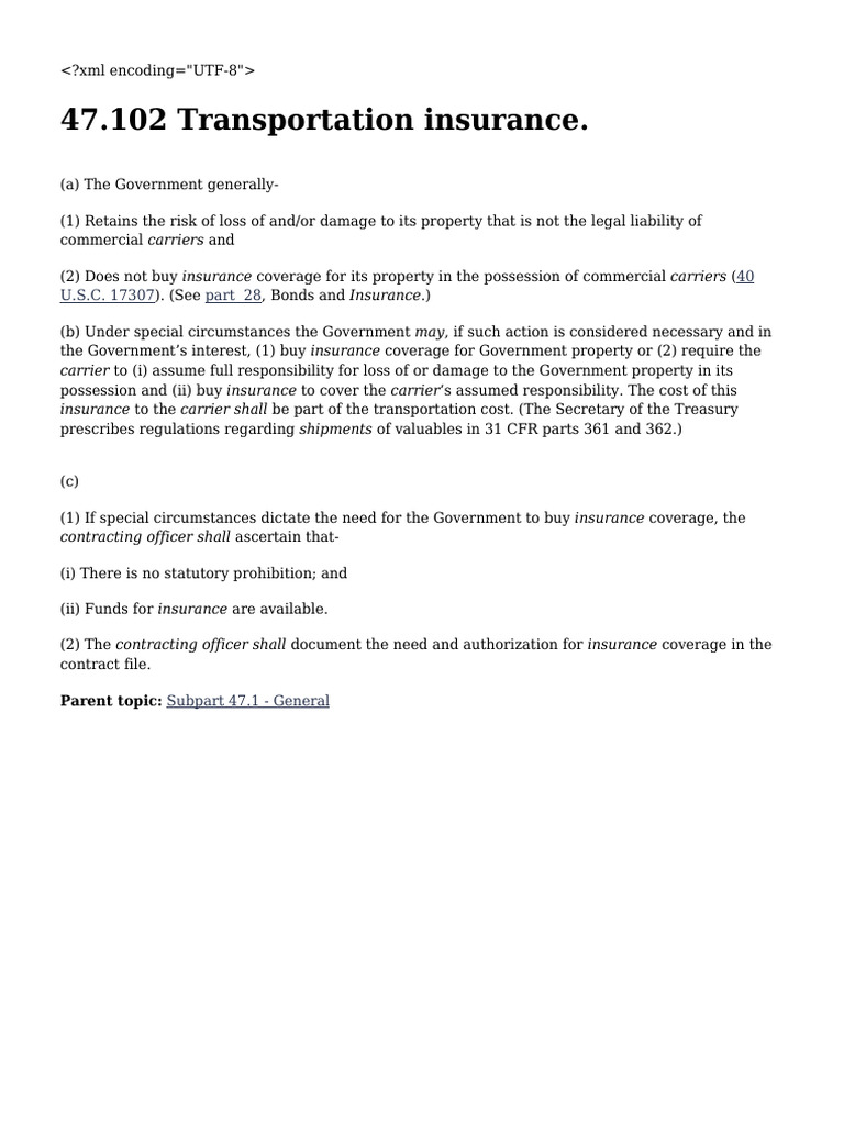 47 102 Transportation Insurance | PDF