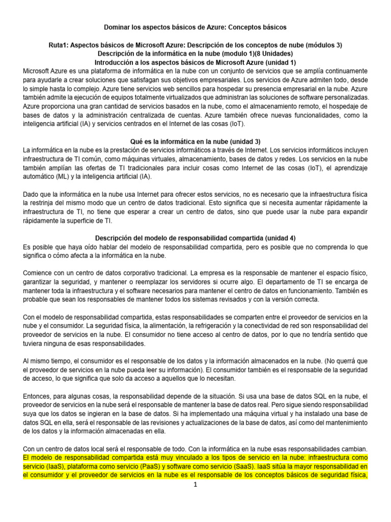 AZURE AZ900 | PDF | Computación en la nube | Software como servicio