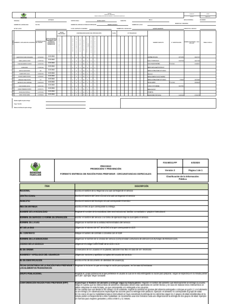 FORMATO ENTREGA DE COMPLEMENTOS - DE 5 AÑOS Aide | PDF | Alimentos