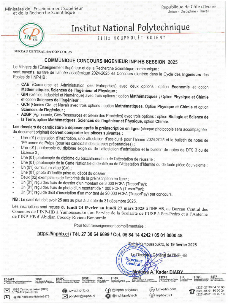 Communique Concours Ing 2025 (1) - 250225 - 102642 | PDF