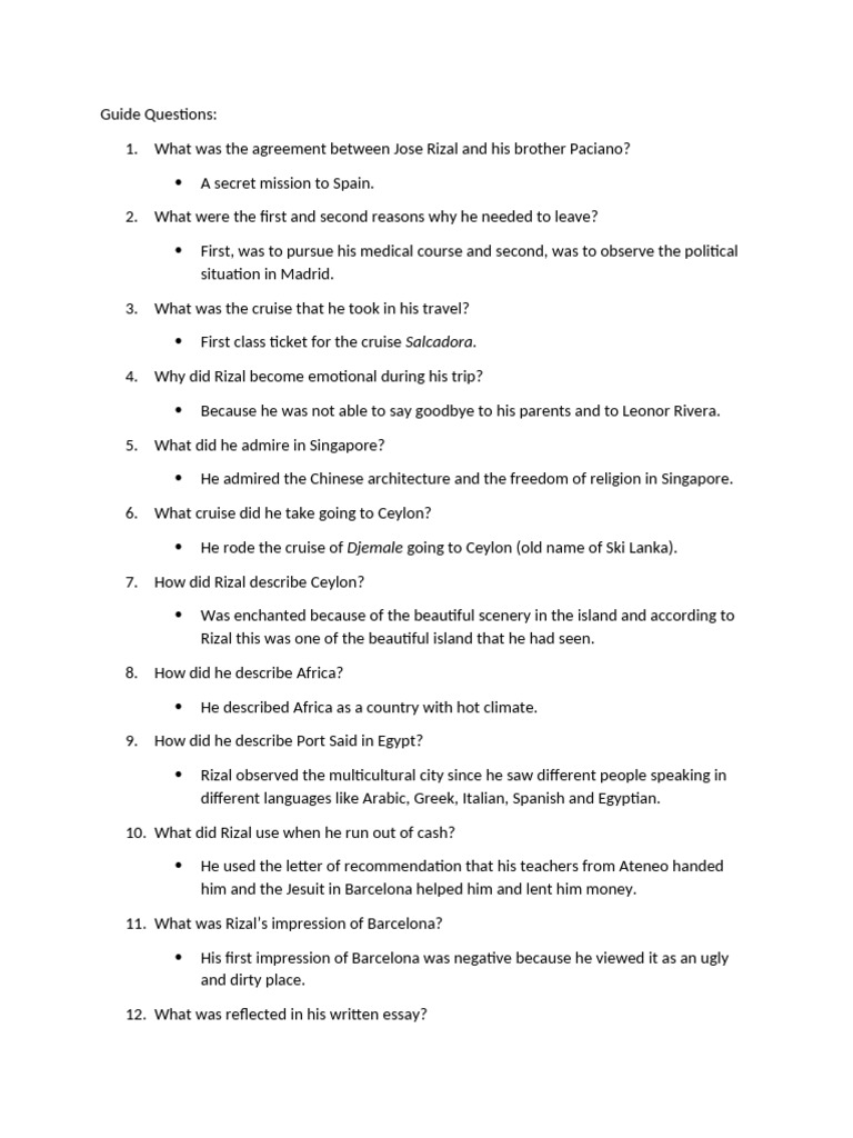 Damian Activity 5 Rizals Life | PDF | Cost Of Living