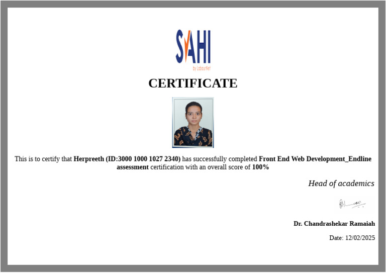 Front End Web Development Certificate | PDF