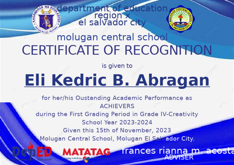 Certificate 2023 2024 | PDF