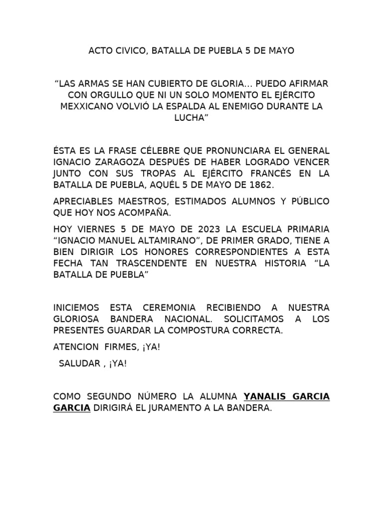 Acto Civico 5 de Mayo | PDF